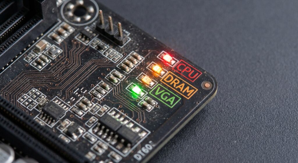 What are the motherboard diagnostic LED color codes? | Rotating USB Cable